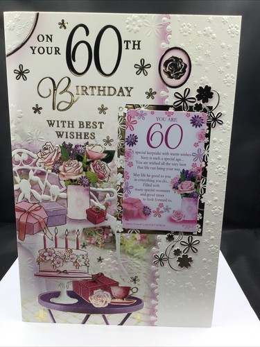 60TH BIRTHDAY CARD FEMALE WITH WALLET KEEPSAKE 9"X6" AGE 60 SIXTY | eBay UK