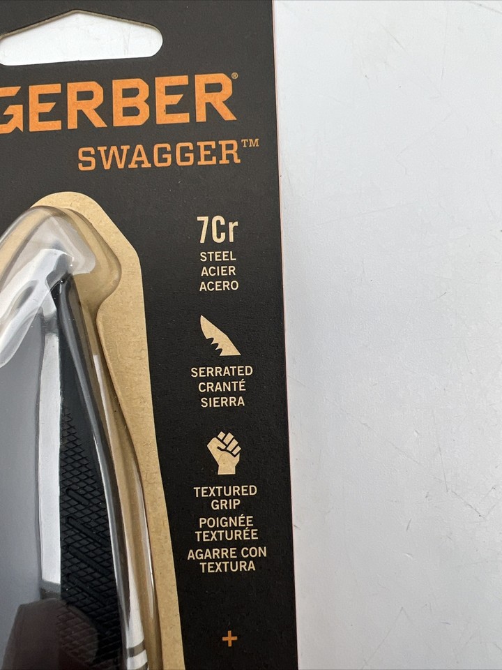 Gerber Swagger Folding Pocket Knife Black Serrated Blade NEW 31-004099 ...