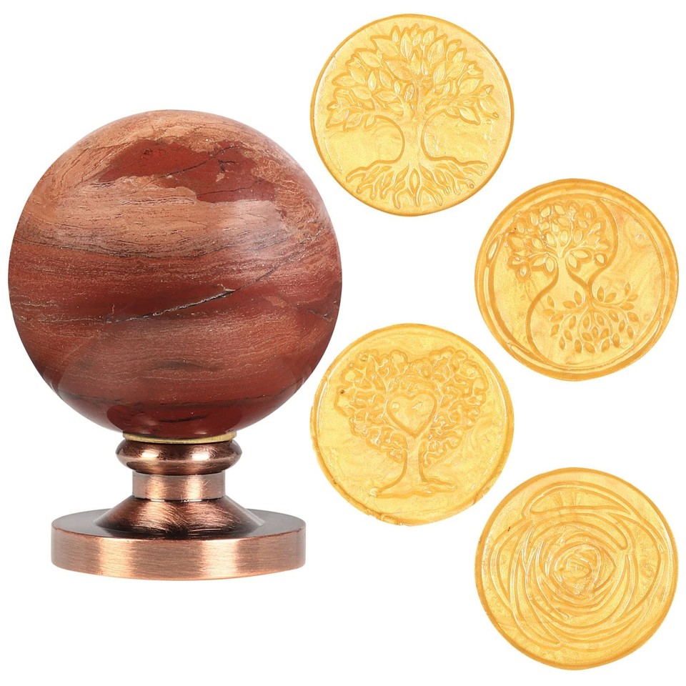 Wax Seal Stamp Set, Sphere Ball Crystal Stone Handle with 4 Wax Seal ...