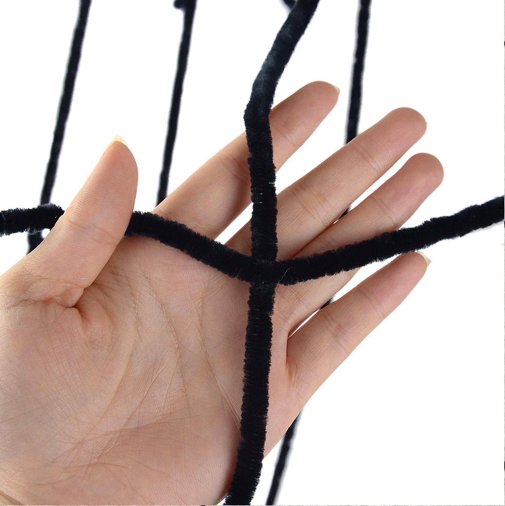 Spider Webs 5ft Black Halloween Decorations Plush Spiderweb Decor ...