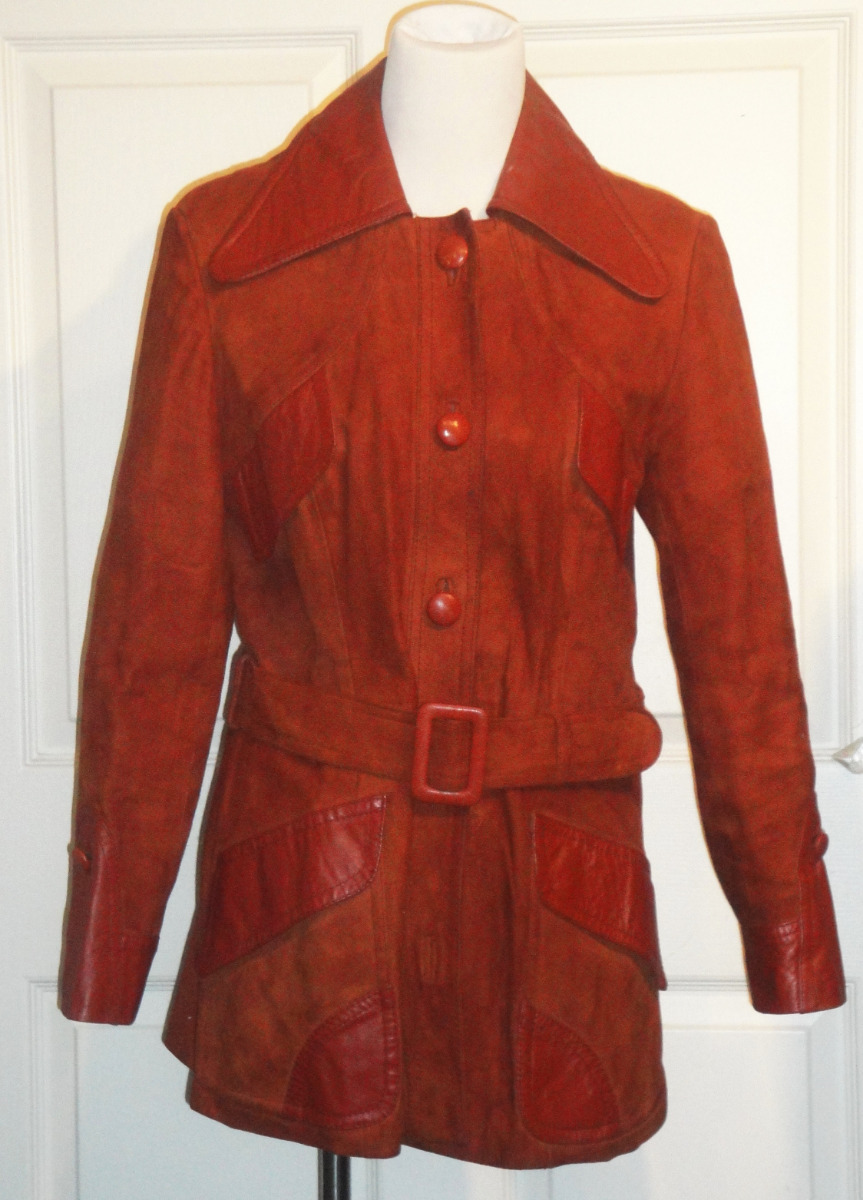 Vintage 70s Rust Colored Suede and Leather Long Jacke… - Gem