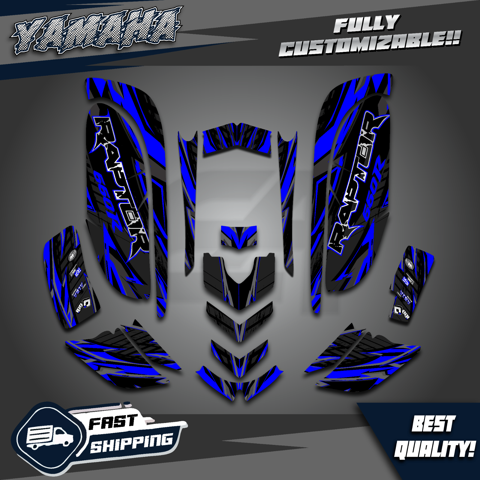 yamaha raptor 660 kit graphics decals stickers atv wrap quad all year ...