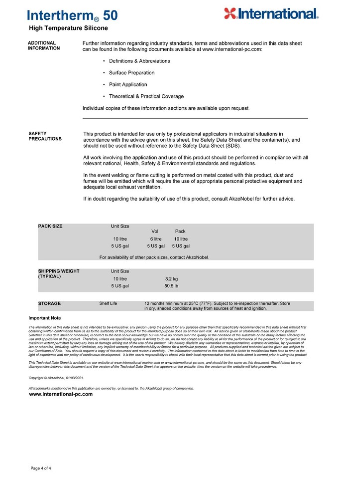International Intertherm 50 High Temp Coating for Steel 1.59GL ...