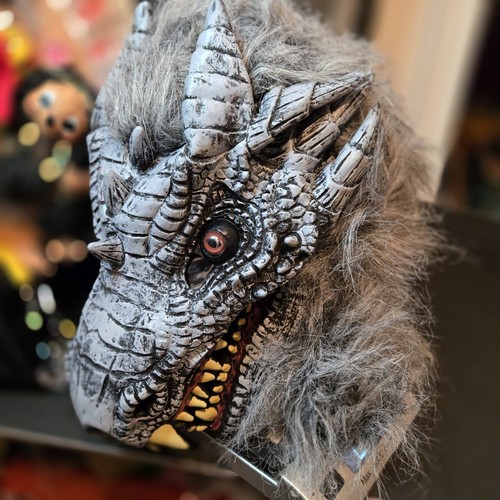 Scary Horned Dragon Full Head Gray Mask Halloween Costume Cosplay | eBay