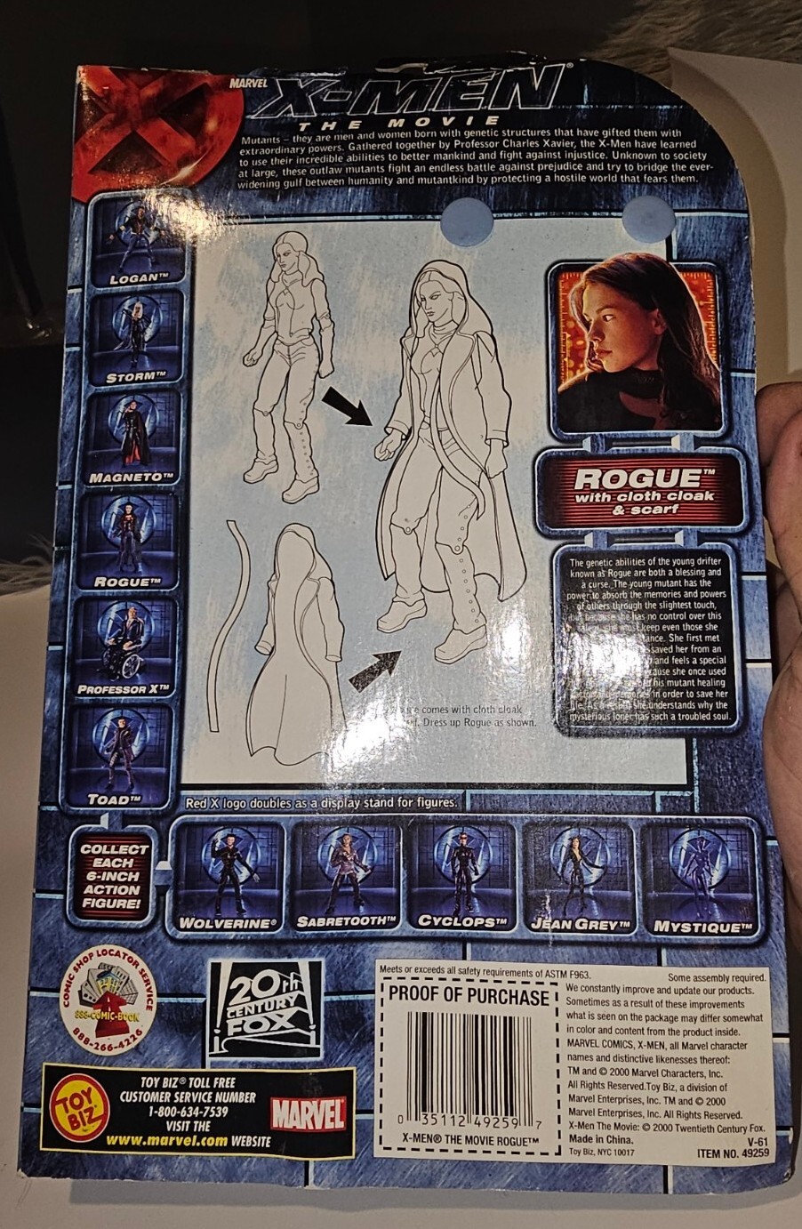Marvel ToyBiz X-men The Movie Anna Paquin as Rogue Action Figure 2000 ...