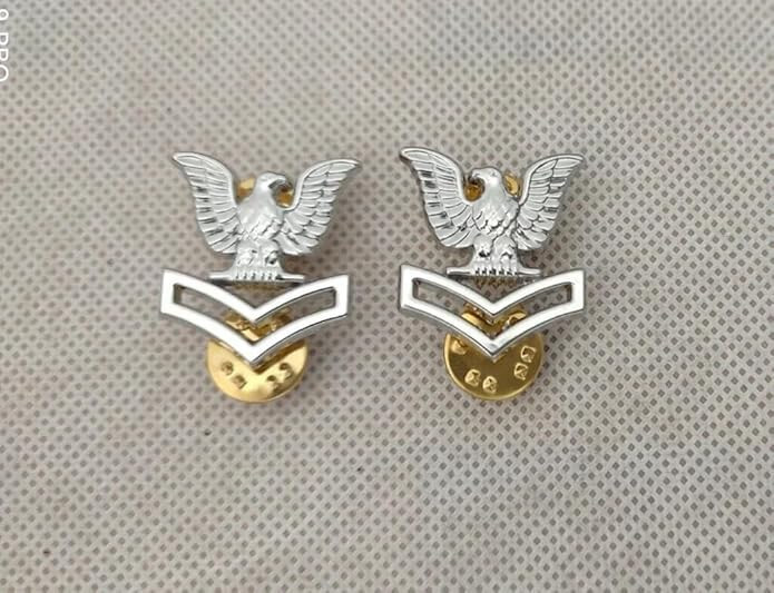 PAIR US NAVY 2ND CLASS E5 PETTY OFFICER RANK MILITARY HAT DRESS LAPEL ...