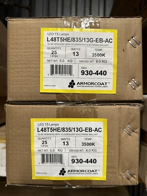 (25 Bulbs) Armorcoat L48T5HE/835/13G-EB-AC 13W 3500K LED T5 Light Bulbs ...
