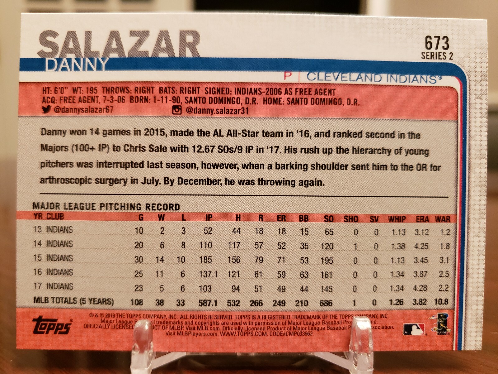 2019 Topps - Danny Salazar #673 Rainbow Foil for sale online | eBay