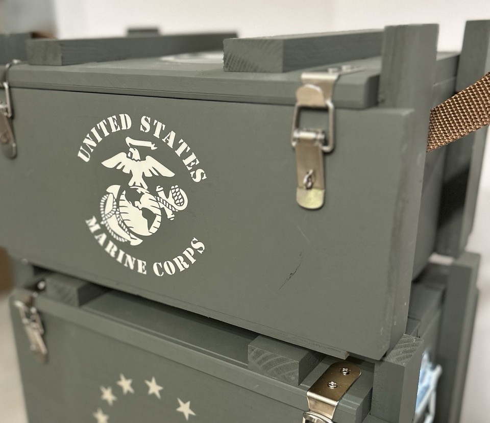 USMC Ammo Box – Handcrafted Wood Military Crate – Gift for Marines ...