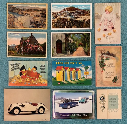 Set of 10+ Vintage Postcards: Scenic Colorized Photo Cards, Holiday ...