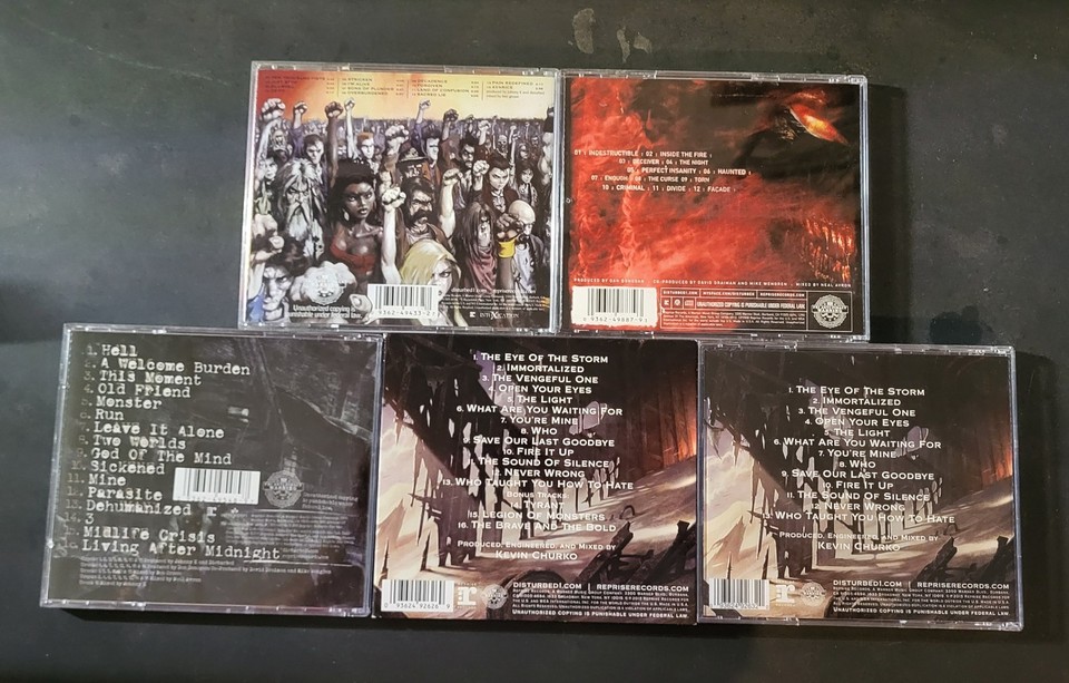 Lot of 5 - Disturbed CD's - Immortalized, Indestructible, Ten Thousand ...