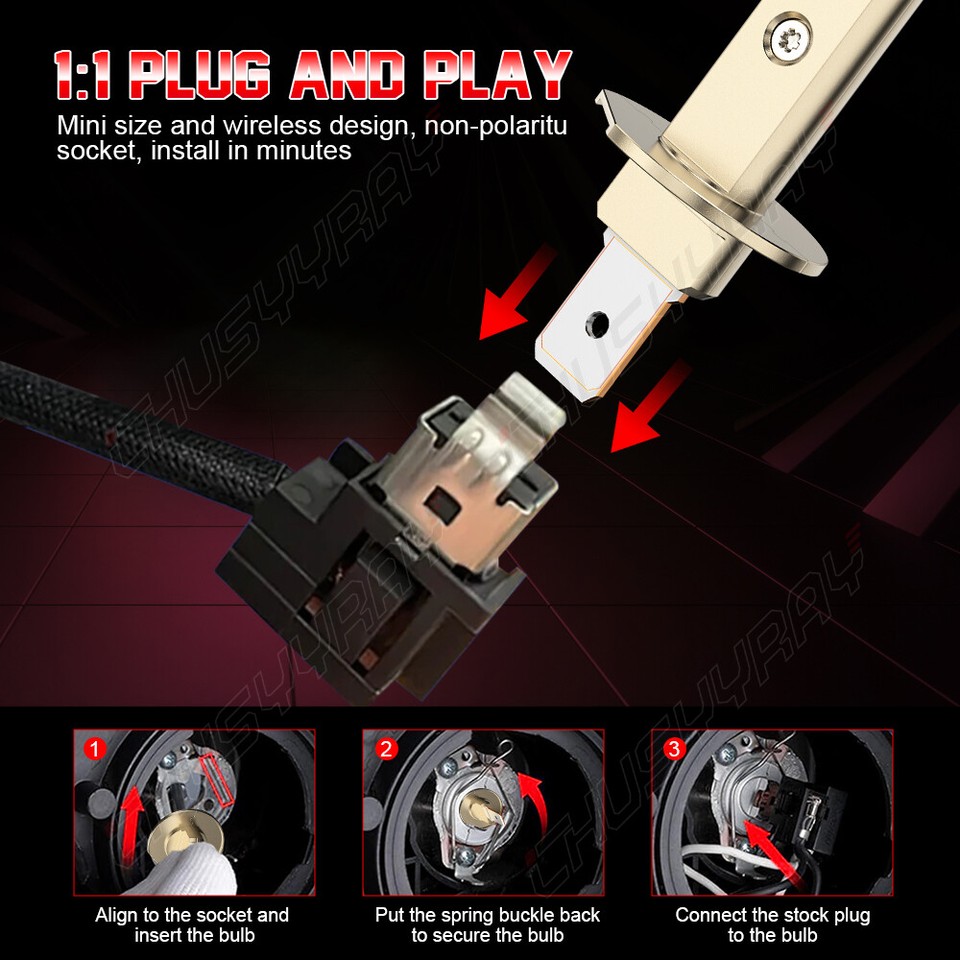 2x H1 LED Headlight Bulb Holder Socket Adapter Kit For Ford Focus ...