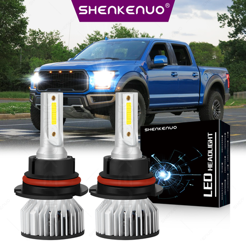 Pair 2-Sides 9007 LED Headlight Bulbs Kit 6000K White High Low Beam ...
