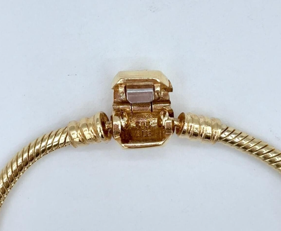 PANDORA Bracelet 100% Authentic 14K Gold Barrel Clasp Snake Chain with ...