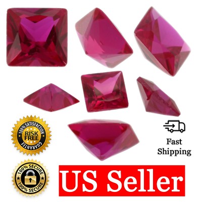 Loose Princess Cut Ruby CZ Stone Single Red Cubic Zirconia July ...