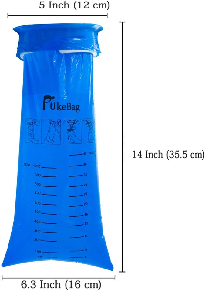 Emesis Bags, Disposable Vomit Bags, Aircraft & Car Sickness Bag, 12 ...