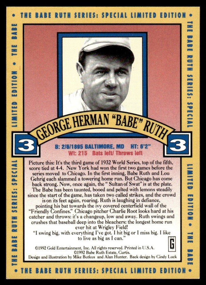 1992-93 Babe Ruth Estate Holo Babe Ruth New York Yankees #33 | eBay