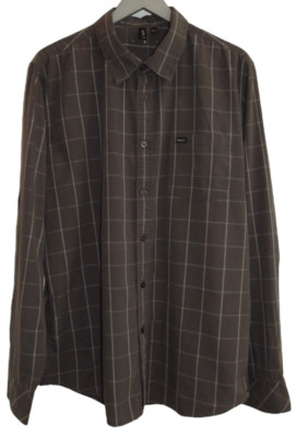 RVCA by PM Tenore Brown & White Button Up Shirt Sz XL | eBay