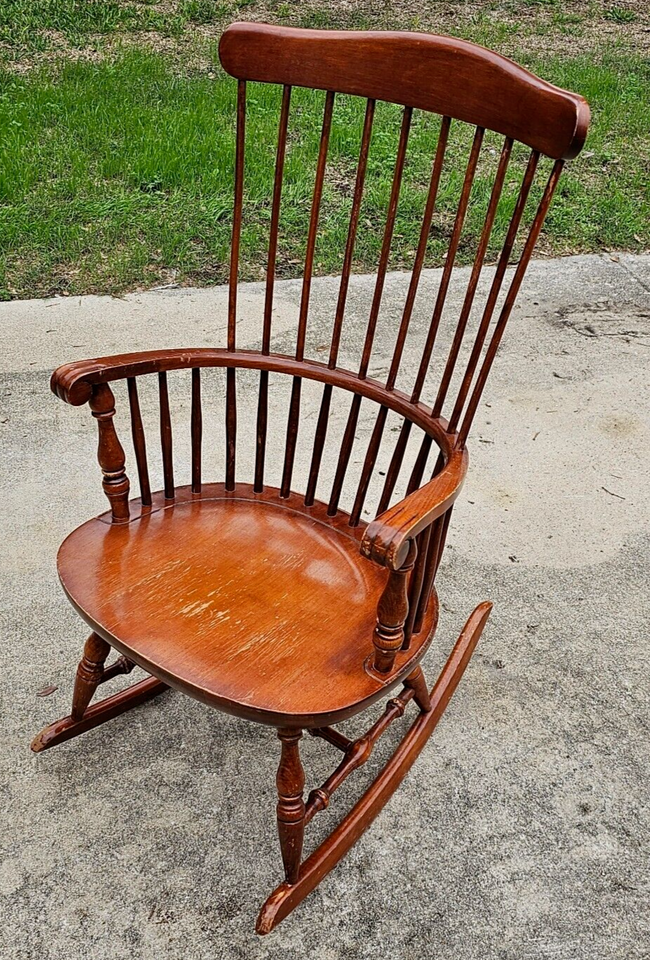 Virginia House Rocking Chair / Rocker Antique Oak Bow Back Windsor | eBay