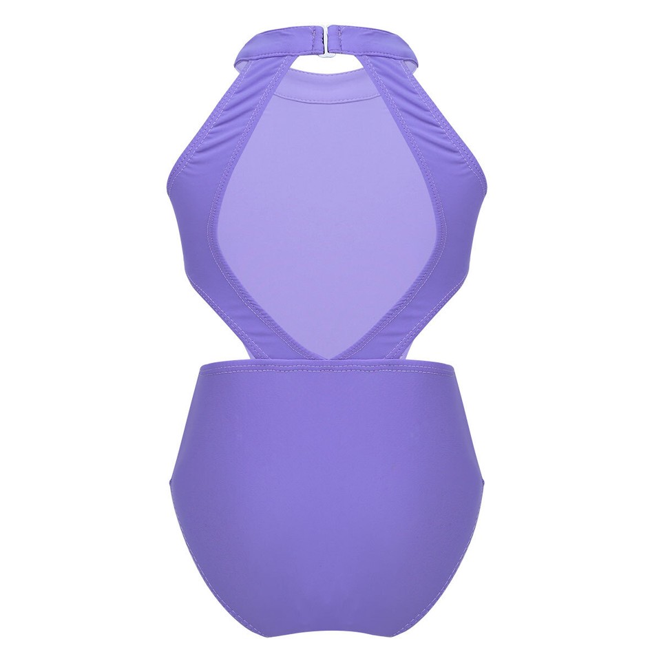 Girls Ballet Dance Leotards Gymnastic Unitards Halter Cutout Back ...