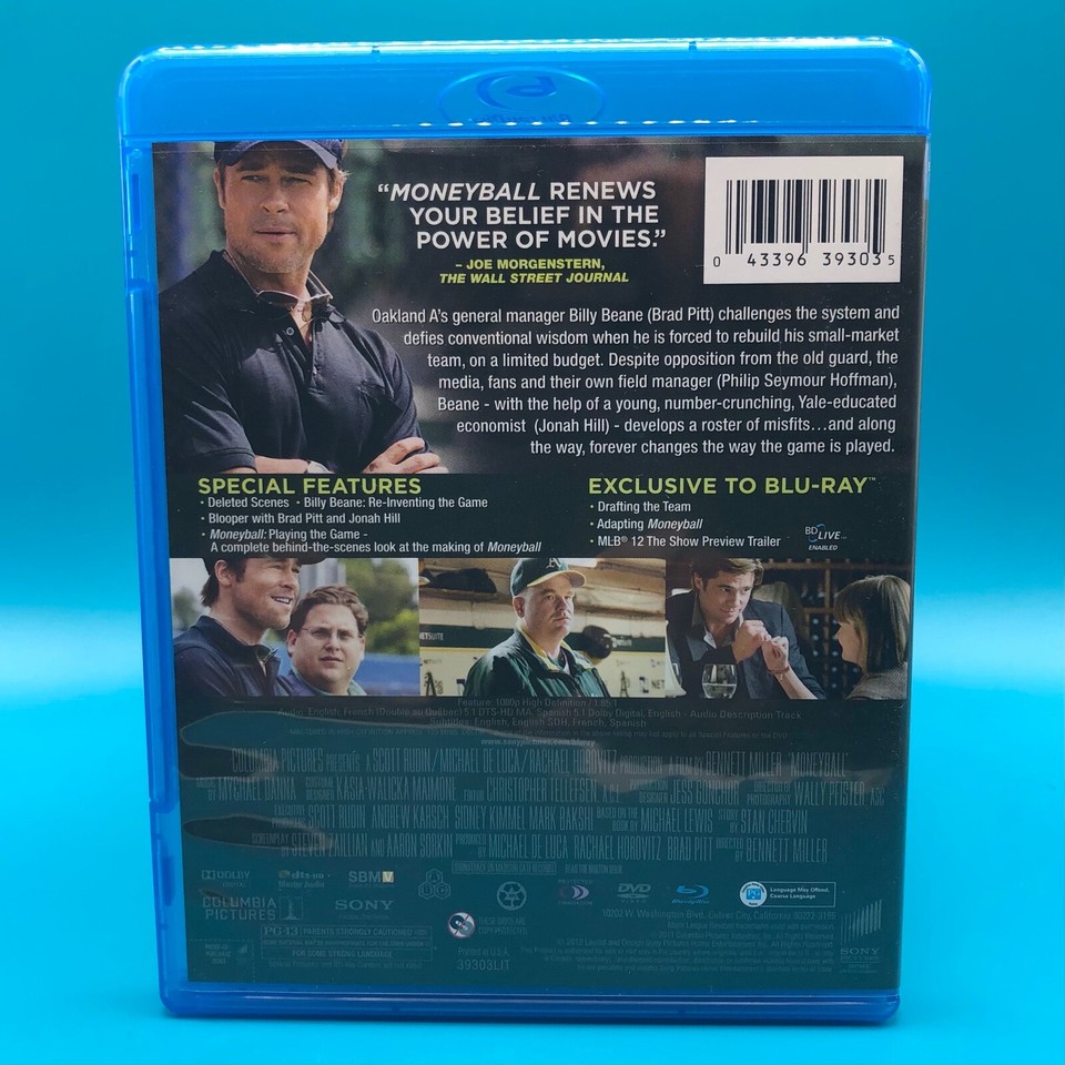 Moneyball Blu-Ray 2012 Brad Pitt Jonah Hill Special Features *No DVD ...