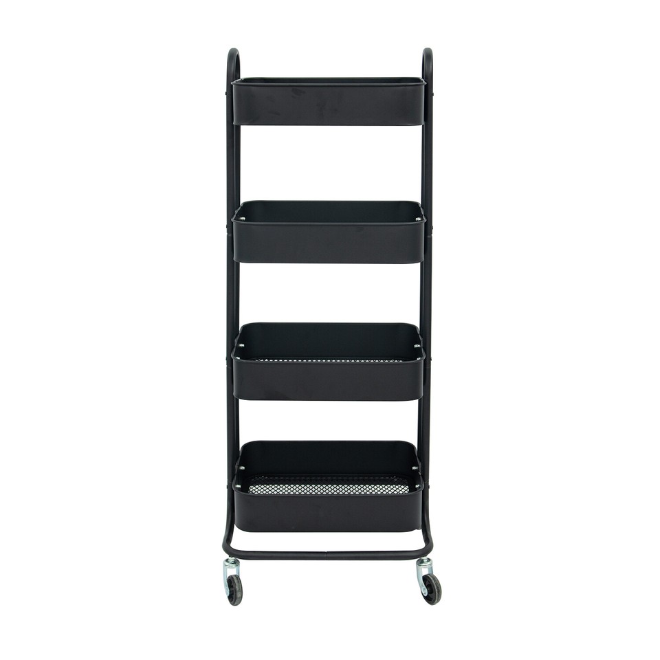 4-Tier Utility Rack Shelf Rolling Storage Cart w/ Handle Wheels for ...