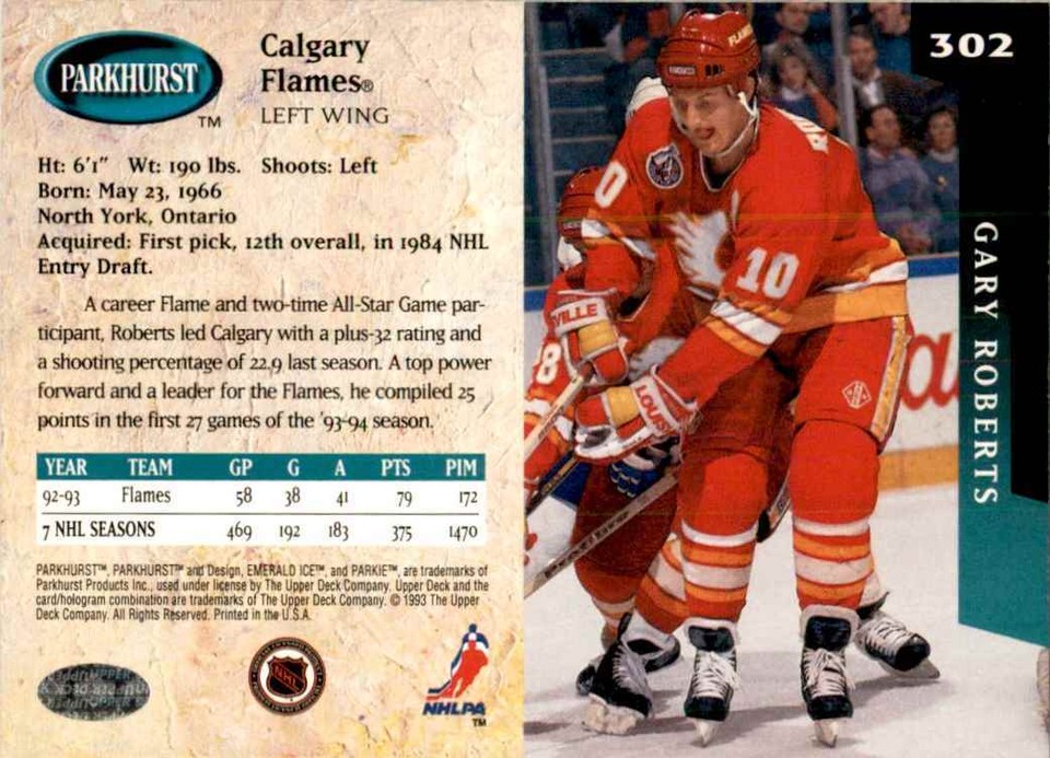 1993-94 PARKHURST GARY ROBERTS CALGARY FLAMES #302 | eBay