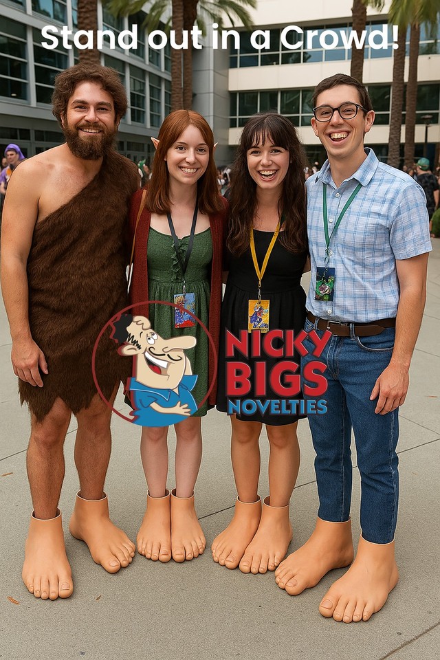 Adult Jumbo Barefoot Funny Slippers Caveman Shoes Realistic Costume ...