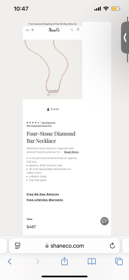Shane Co Four-Stone Diamond Bar Rose Gold Necklace | eBay