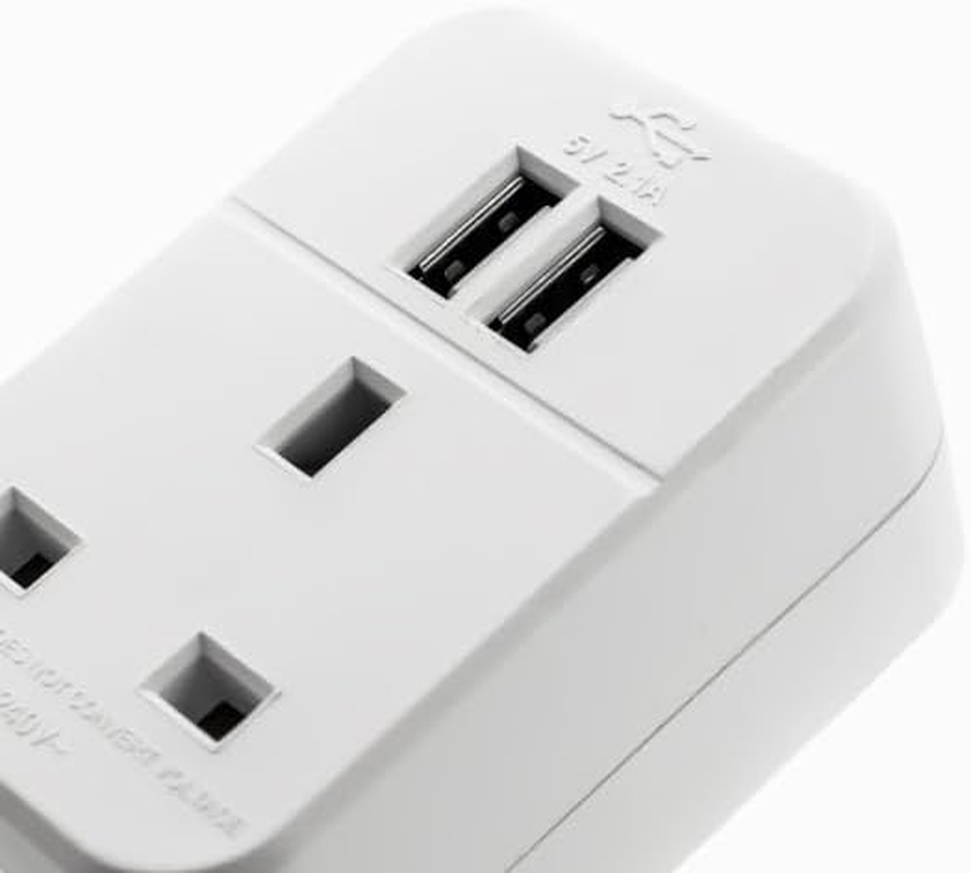 STATUS UK to EU European Plug with USB Port Adapter, 3 Pin to 2 Pin ...