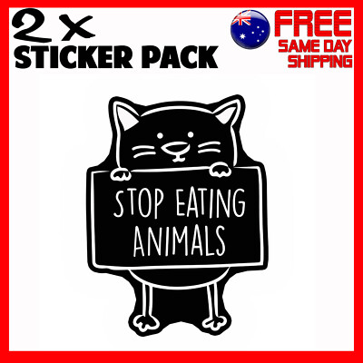 2 x Stickers Stop Eating Animals Sign Vegan Food Car Bumper Funny ...