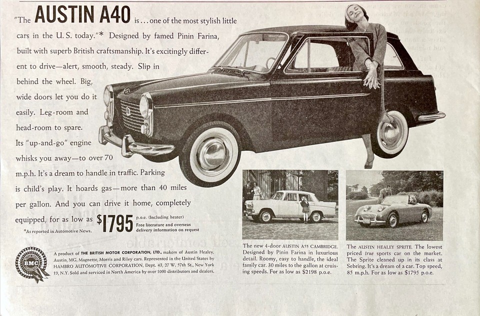 Austin A40 Vintage Print Ad 1960 Magazine Retro Cars Ad Austin ...