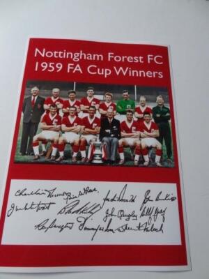 NOTTINGHAM FOREST FC 1959 FA CUP FINAL WINNING TEAM SIGNED PRE-PRINT ...