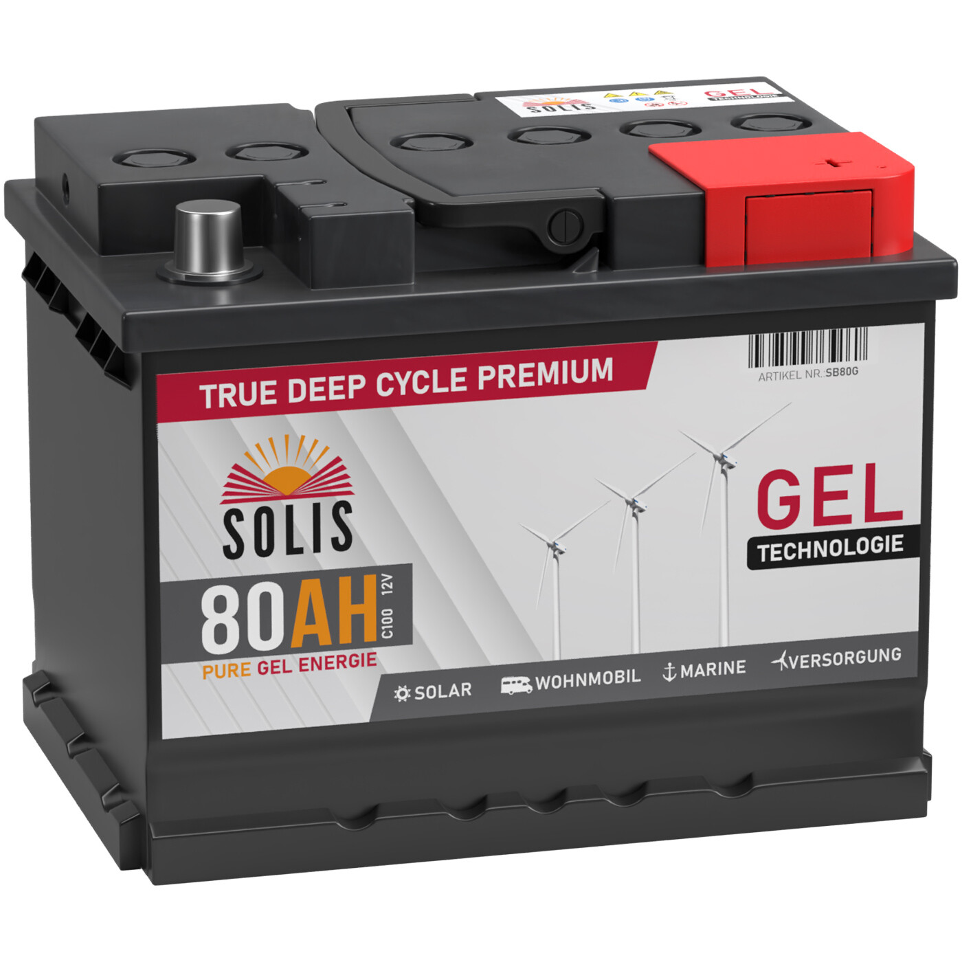 GEL Batterie 80Ah 12V Solarbatterie Wohnmobil Batterie Boot Solar Blei ...