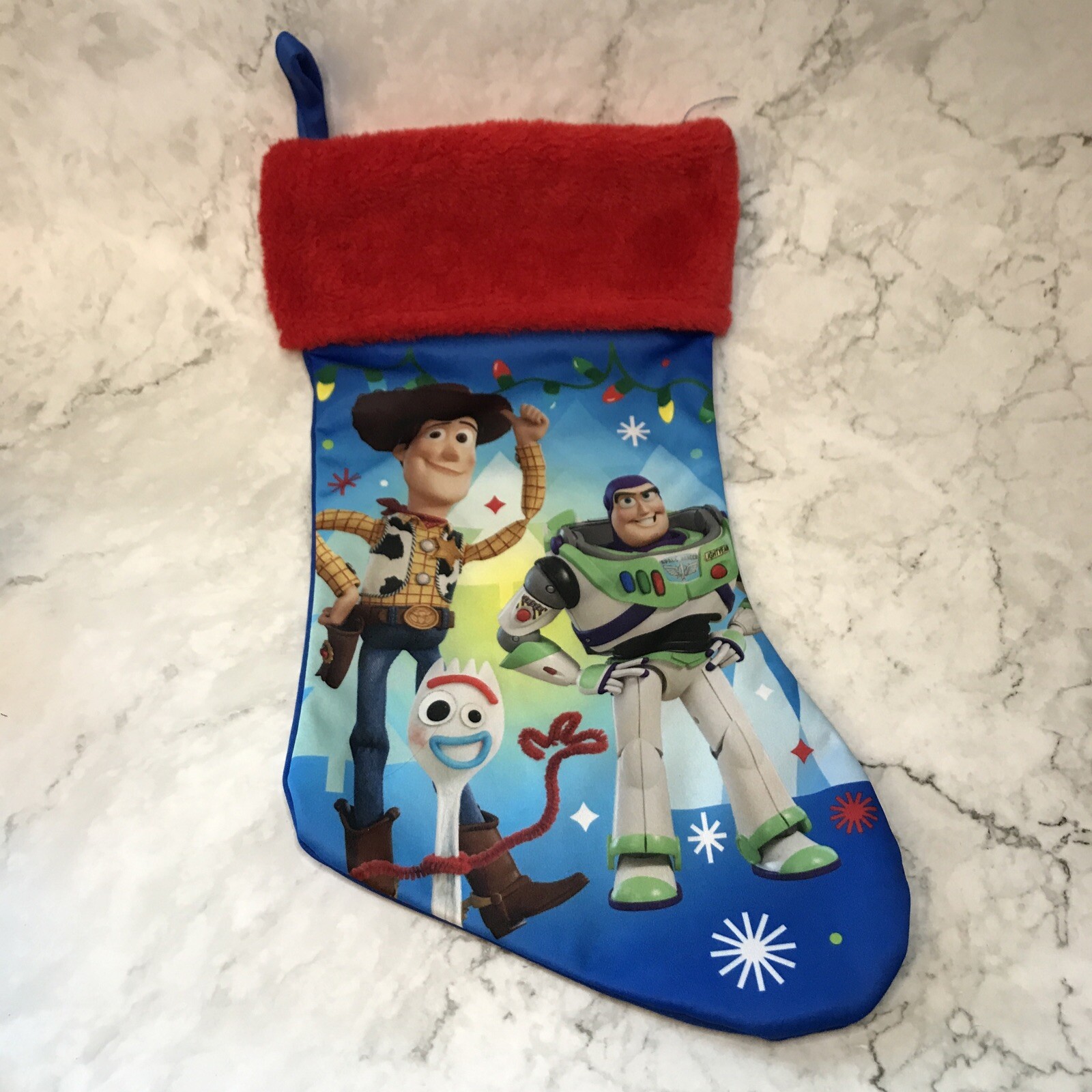 Disney Toy Story 4 Christmas Stocking Blue Buzz Lightyear Woody Forky Q ...