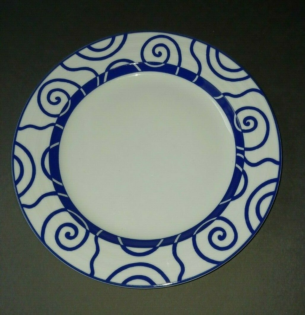 Crate & Barrel Blue Spiral Spal Porcelain 8.25" Salad Plate - Portugal ...