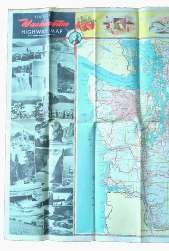 Original 1950 State Department Official Washington Highway Map Olympia ...