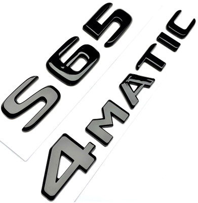 GLOSS BLACK S65+4MATIC FOR MERCEDES S65 REAR TRUNK EMBLEM BADGE ...