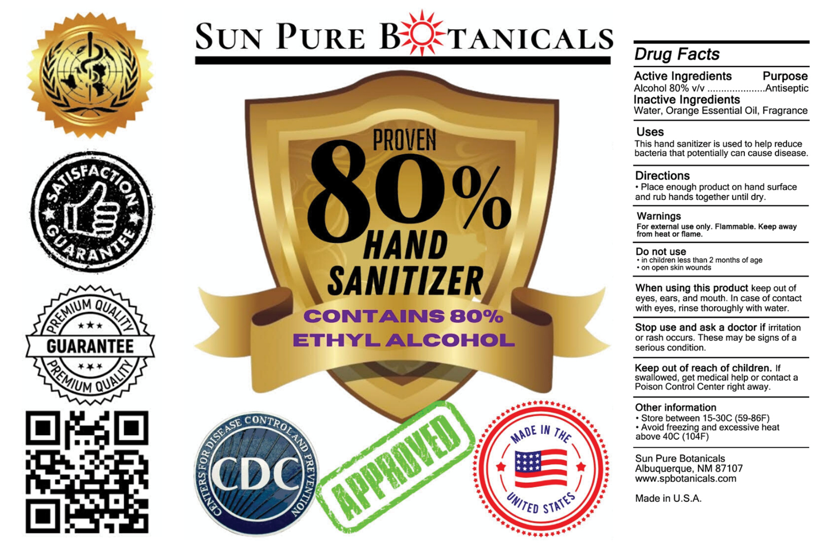 Hand Sanitizer 80% Alcohol - meets WHO/CDC - Best Value - USA - Many ...