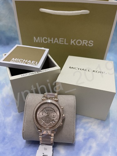 Michael Kors Ladies Parker Chronograph Rose Gold Stainless Women's ...