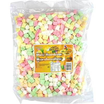 Mini Rainbow Marshmallows Mallows 800g Party Bag Birthday Lolly Buffet ...