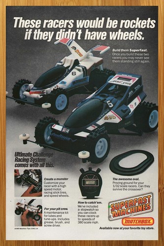 1990 Matchbox Superfast Machines Vintage Print Ad/Poster Toy Race Car ...
