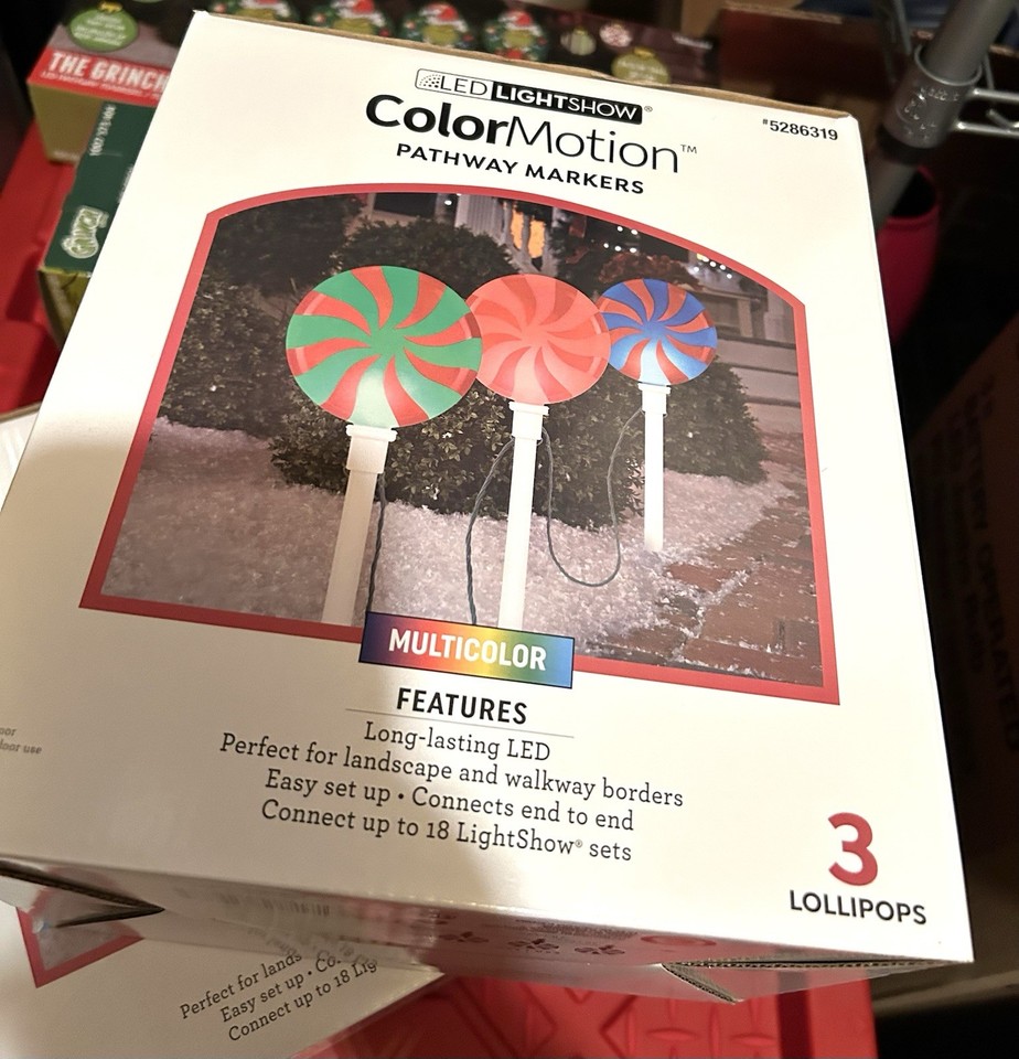 Gemmy ColorMotion Pathway Markers 3 Lollipops Christmas LED Light Show ...