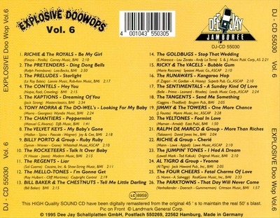 VARIOUS ARTISTS - EXPLOSIVE DOO WOPS, VOL. 6 NEW CD 4001043550305| eBay