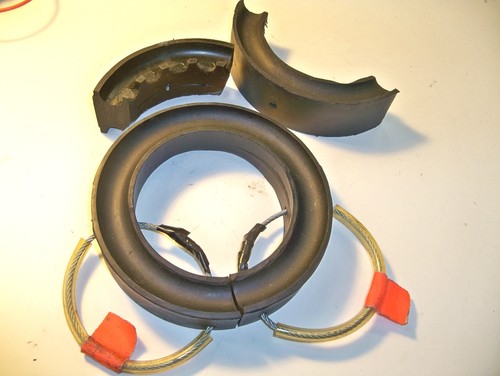 (3) assorted front conventional coil spring rubbers w/ cables 5"-5 3/4 ...