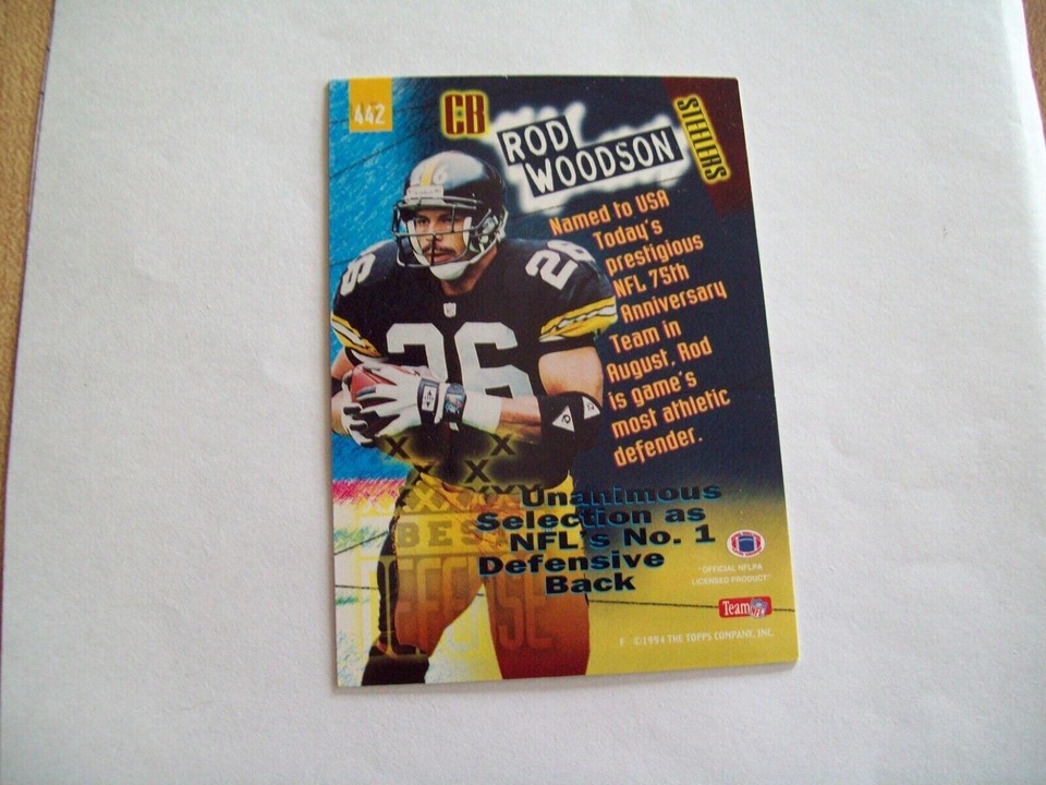 ROB WOODSON PITTSBURGH STEELERS #442 1994 TOPPS STADIUM CLUB FOOTBALL ...
