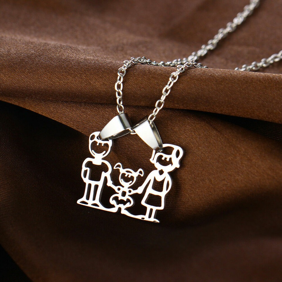Stainless Steel Family Necklace Mom Dad Daughter Mothers Day Father ...
