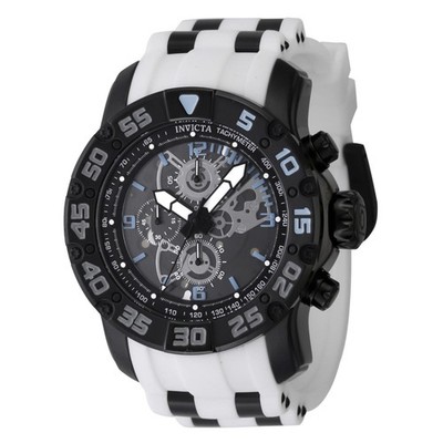 Invicta Men's Tachymeter Chronograph Watch with Black and White Strap ...