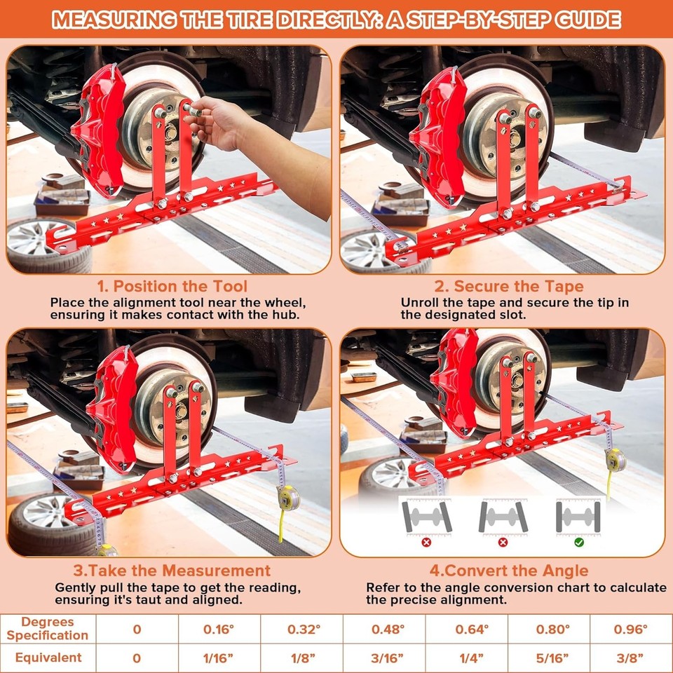 2Pcs Upgraded Wheel Toe Alignment Tool Plate Kit with Measuring Tapes ...