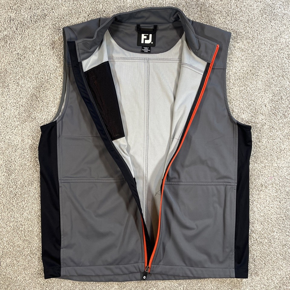 FootJoy Vest Mens M Gray Full Zip FJ Performance Jacket Stretch Golf | eBay